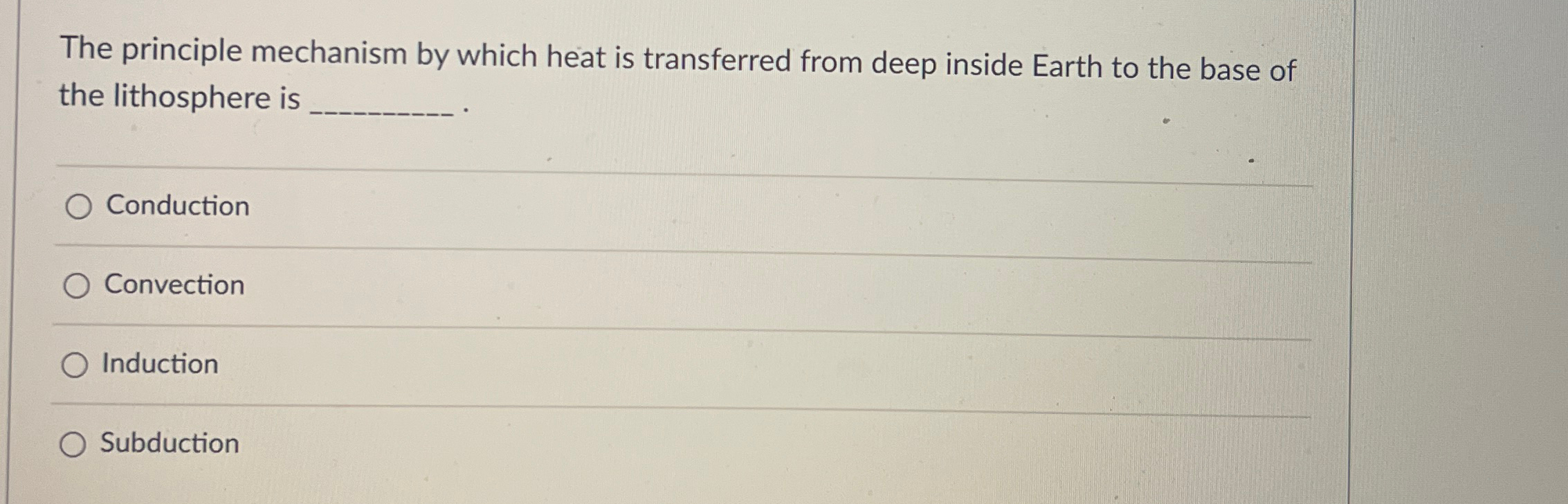 Solved The principle mechanism by which heat is transferred | Chegg.com