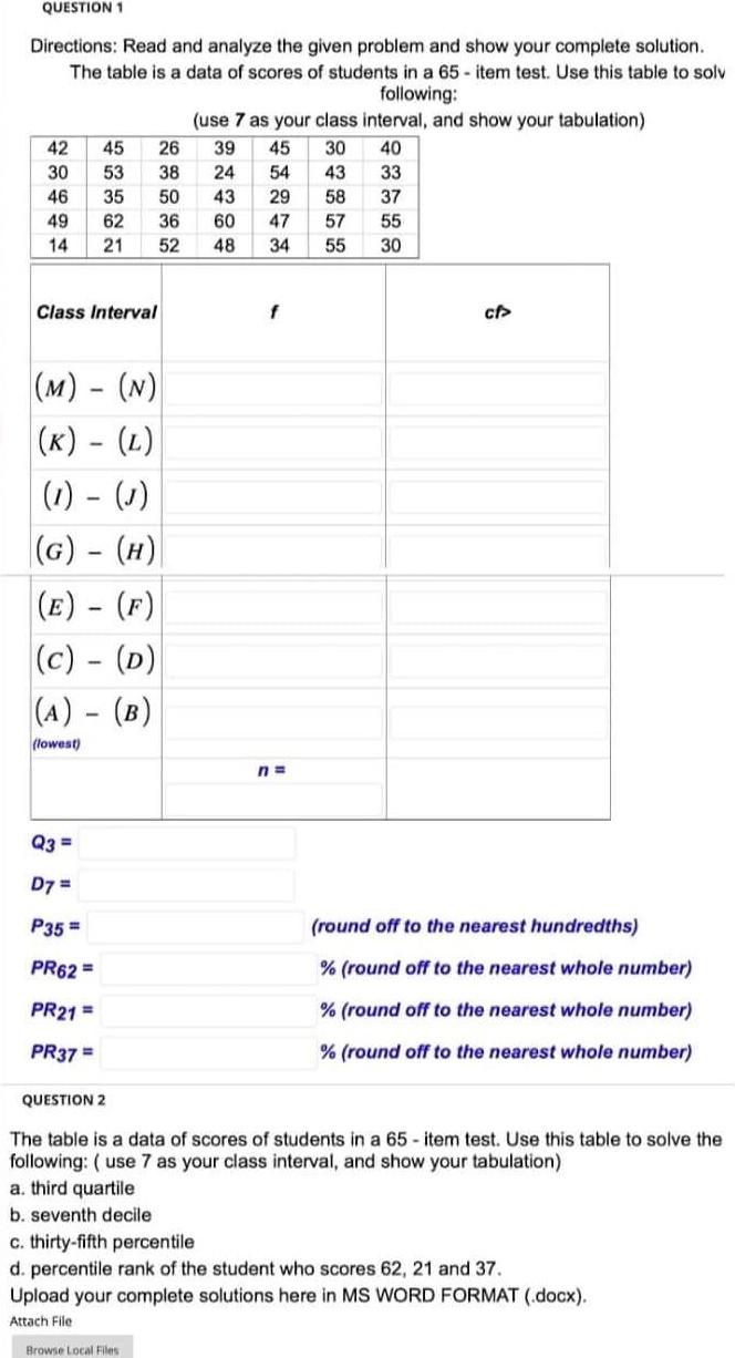 Solved Directions: Read and analyze the given problem and | Chegg.com