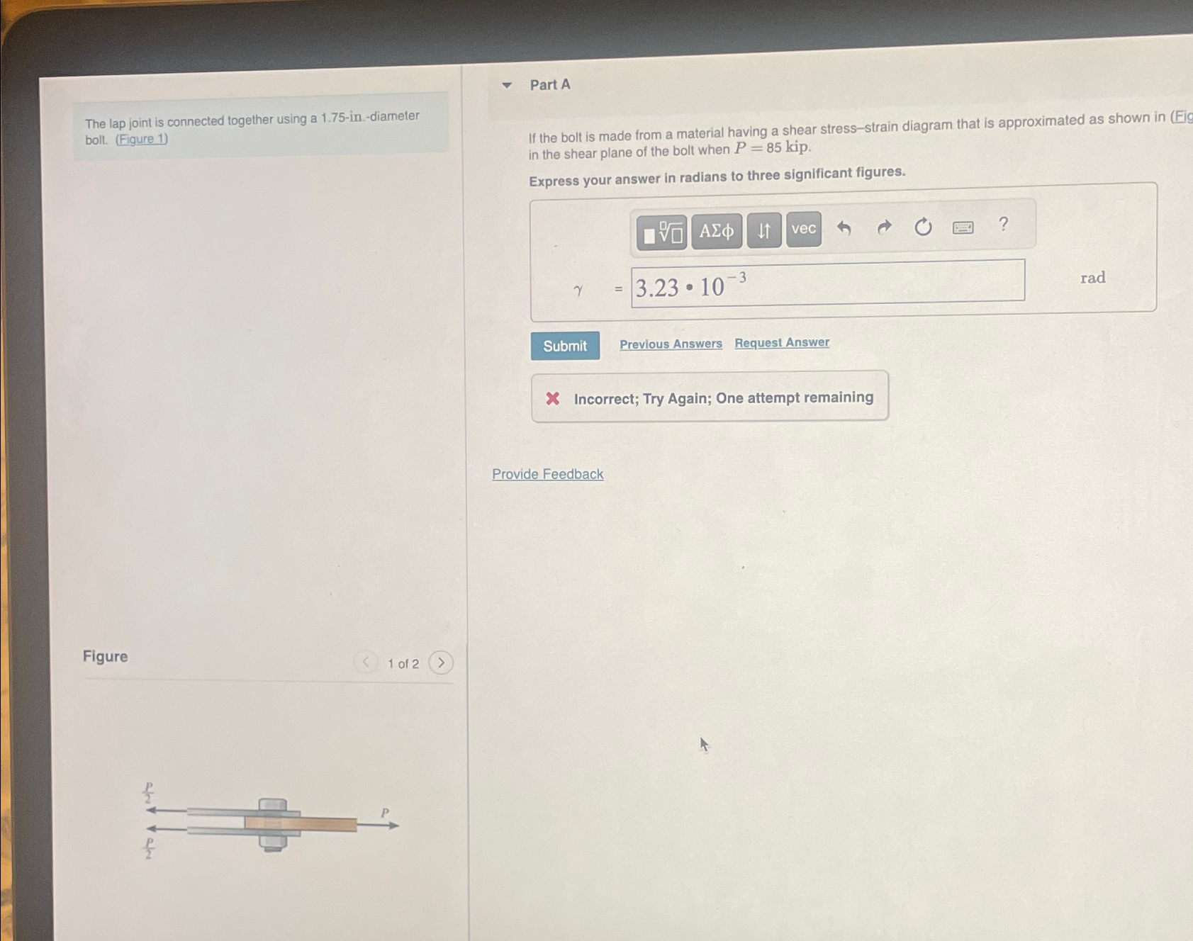 Solved Part AThe lap joint is connected together using a | Chegg.com