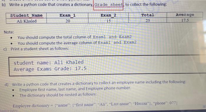 Solved b) Write a python code that asks the user to enter | Chegg.com