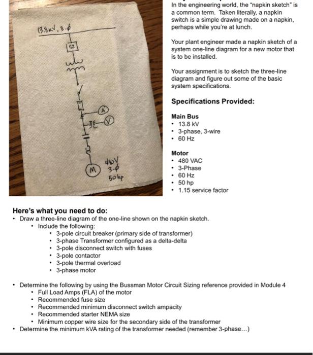 Solved Here's what you need to do: - Draw a three-line | Chegg.com
