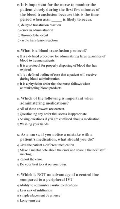 Solved 24. Injections into skin or muscle require a) a | Chegg.com