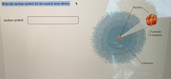 Solved Write the nuclear symbol for the neutral atom shown. | Chegg.com