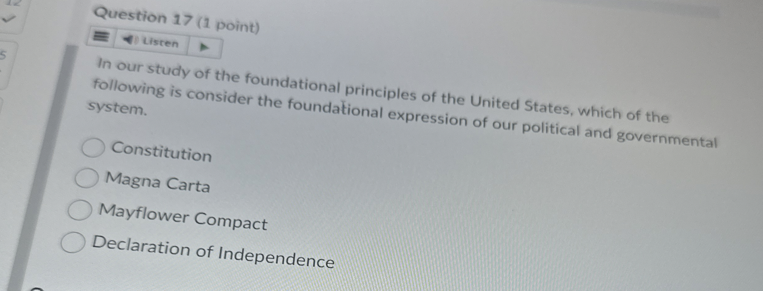 Solved Question 17 (1 ﻿point)tistenIn our study of the | Chegg.com