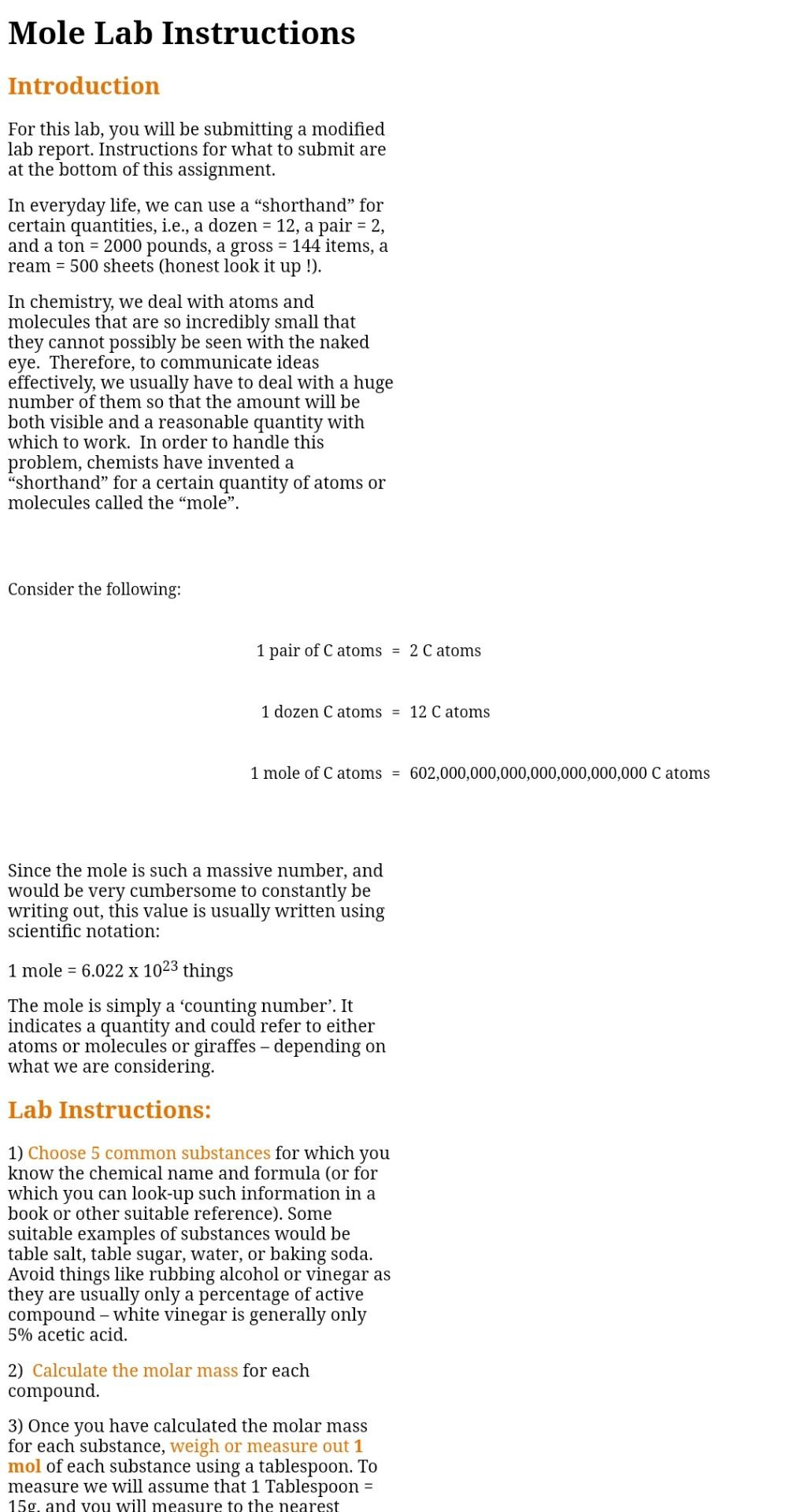 Solved Mole Lab Instructions Introduction For this lab, you | Chegg.com