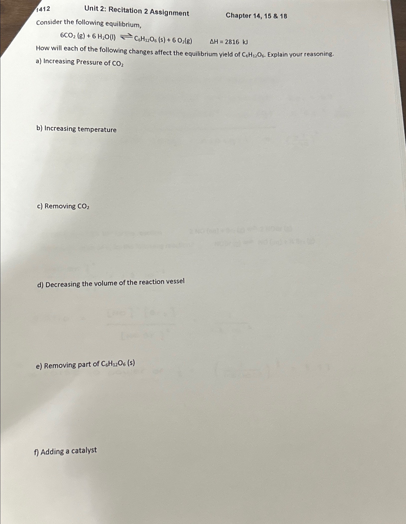 Solved 1412Unit 2: Recitation 2 ﻿AssignmentConsider the | Chegg.com