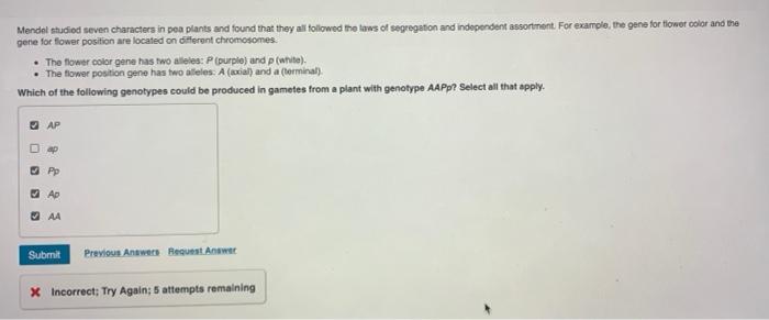 Solved Mendel tudied seven characters in pea plants and | Chegg.com