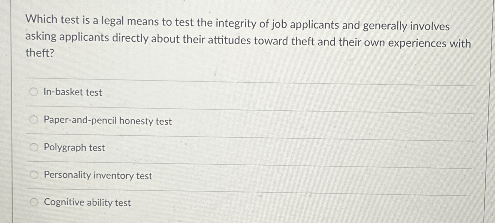 Solved Which test is a legal means to test the integrity of | Chegg.com