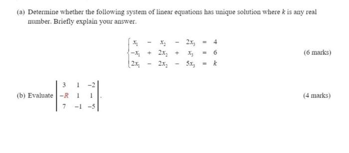 Solved (a) Determine whether the following system of linear | Chegg.com