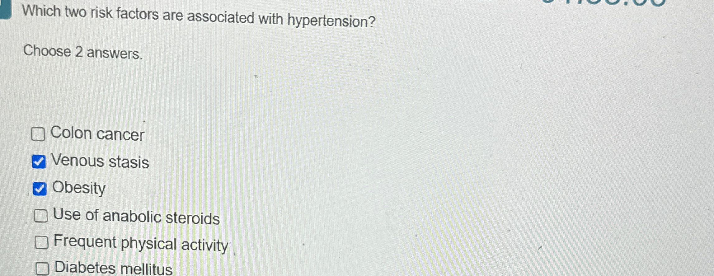 Solved Which two risk factors are associated with | Chegg.com