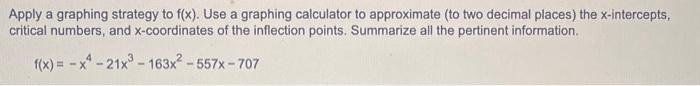 Solved Apply a graphing strategy to f(x). Use a graphing | Chegg.com