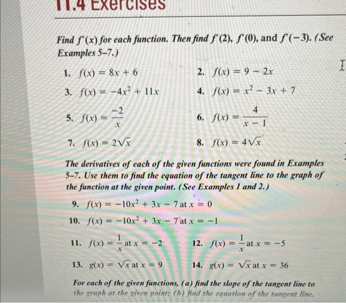 Solved Find f′(x) for each function. Then find f′(2),f′(0), | Chegg.com