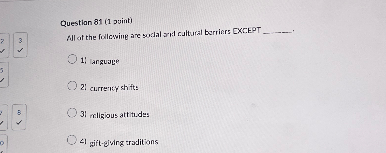 Solved Question 81 (1 ﻿point)All of the following are social | Chegg.com