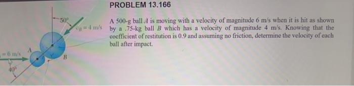 Solved A 500−g ball A is moving with a velocity of magnitude | Chegg.com