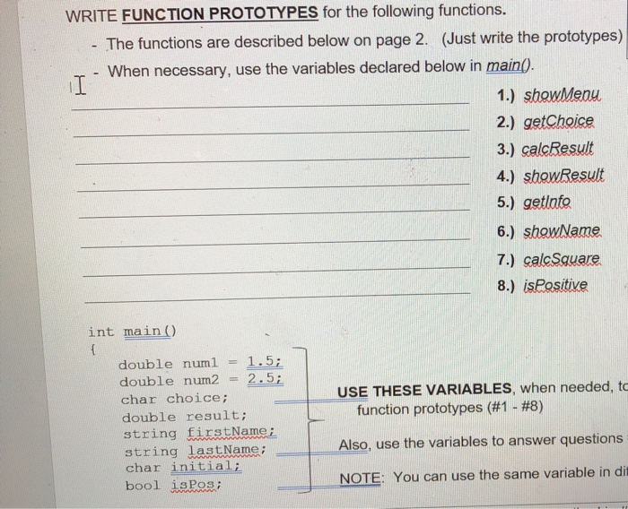 Solved need help on this! Just write the function prototype | Chegg.com