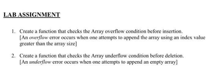 Solved Q1 Create A Function That Checks The Array Overflow 9731