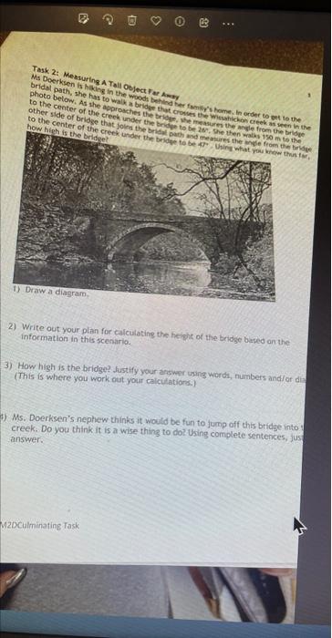 Task 2t Messuring a Tall Object tar Anoy . 2). Write | Chegg.com