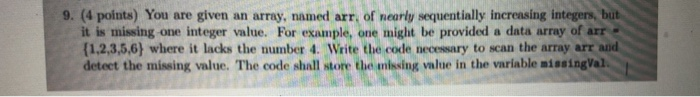 Solved 9. (4 points) You are given an array, named arr. of | Chegg.com