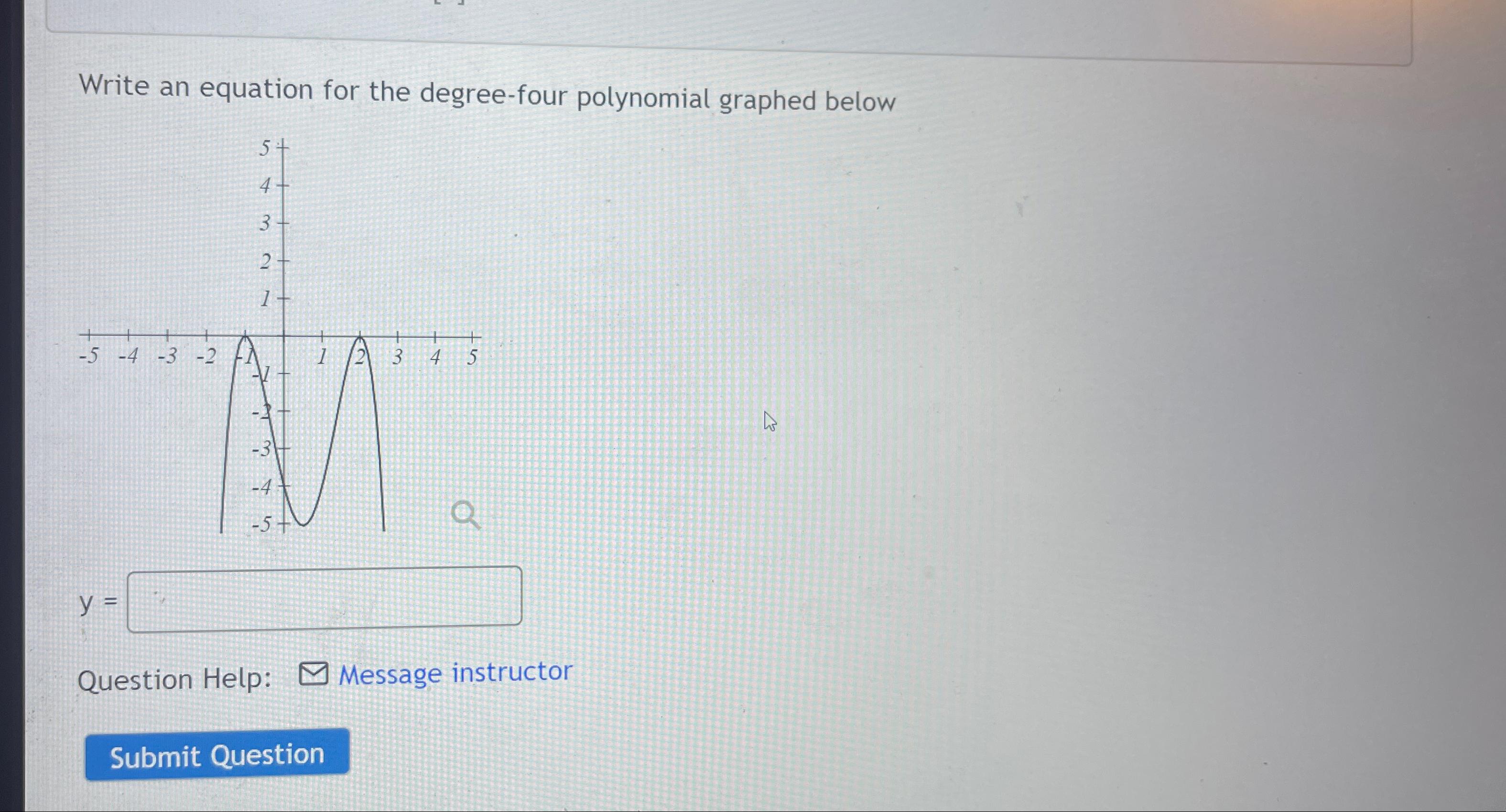 Solved Write an equation for the degree-four polynomial | Chegg.com