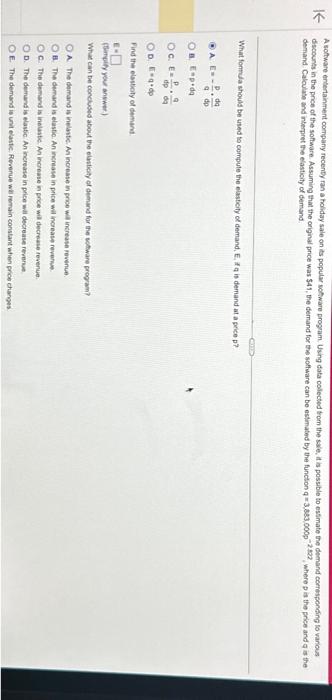 Solved demand Calculate and interpret the elasticity of | Chegg.com