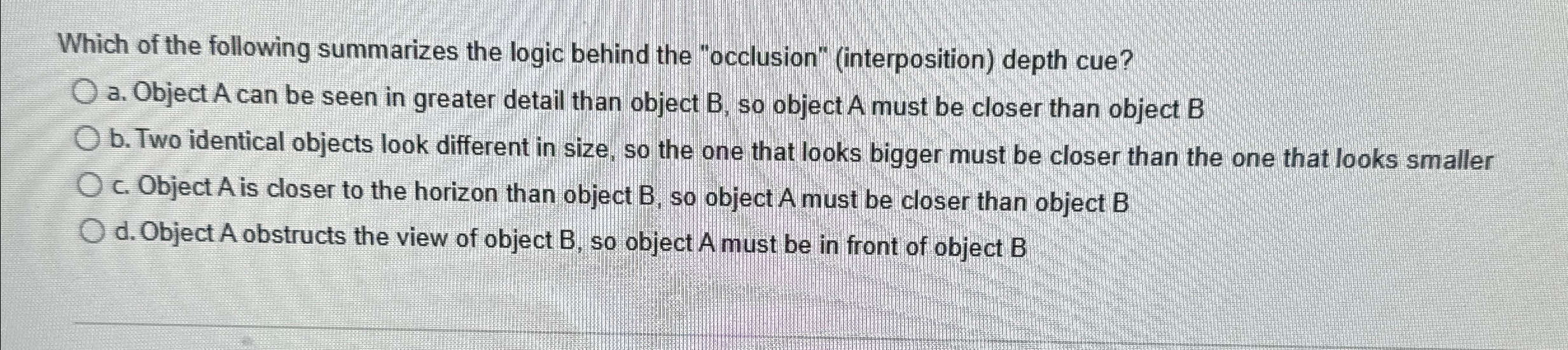 Solved Which of the following summarizes the logic behind | Chegg.com