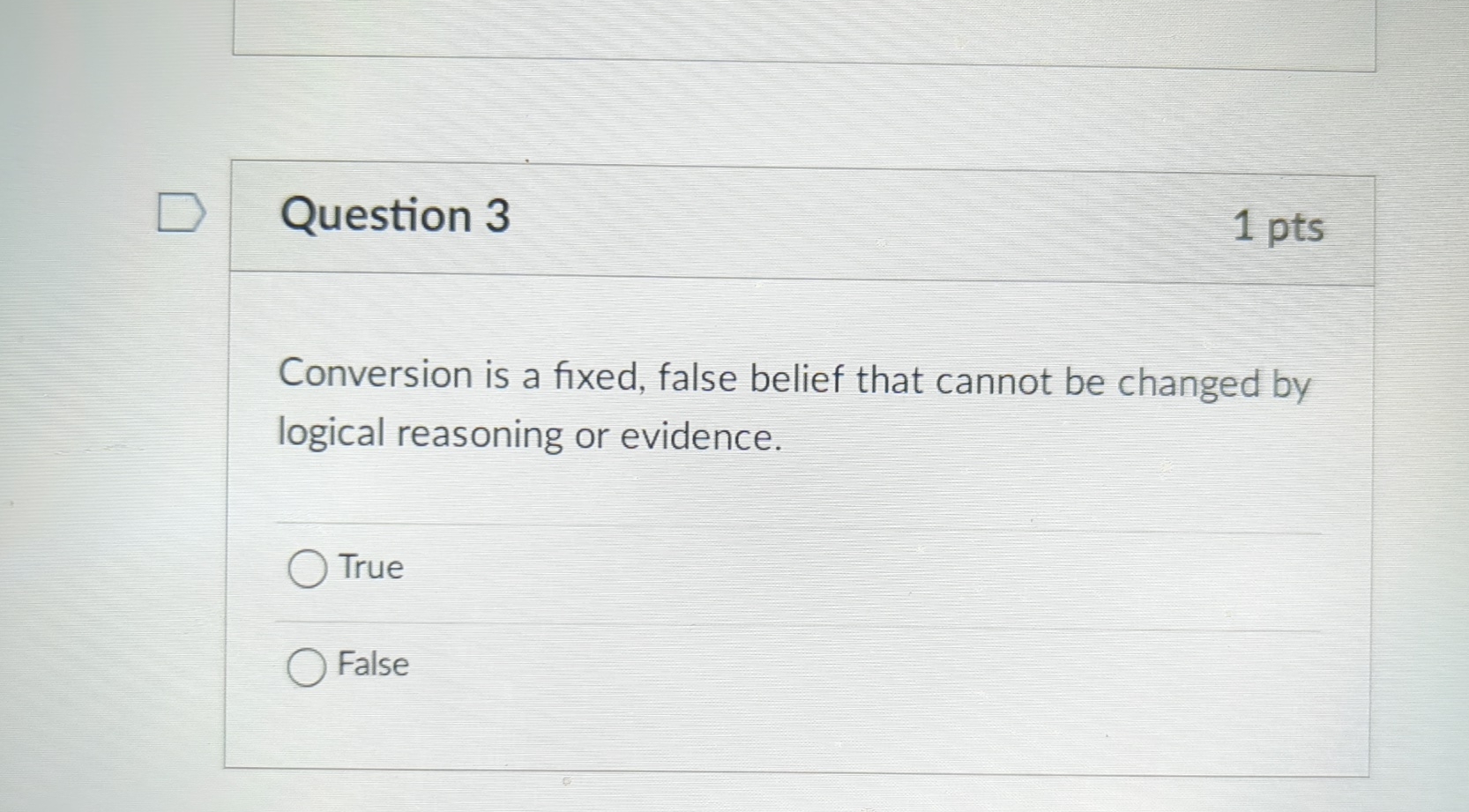 Solved Question 31 ﻿ptsConversion is a fixed, false belief | Chegg.com