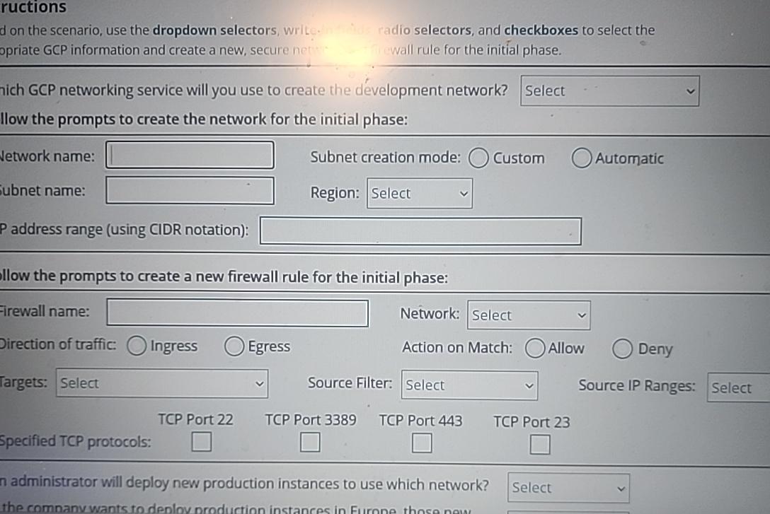 Solved Ructionson The Scenario Use The Dropdown Selectors