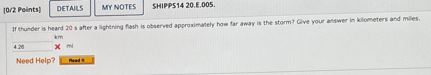 Solved If thunder is heard 20s ﻿after a lightning flash is | Chegg.com