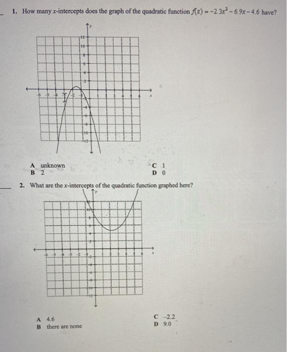 Solved 1. How many x-intercepts does the graph of the | Chegg.com