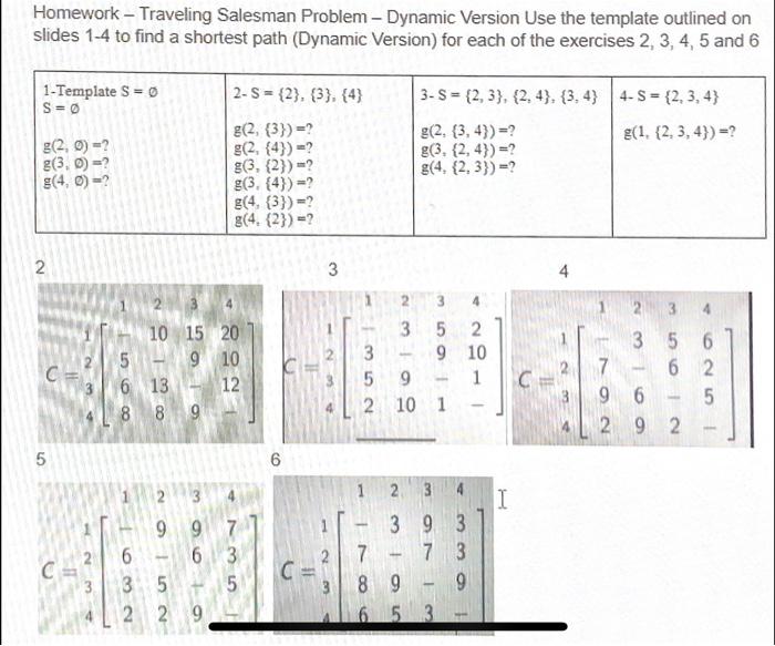 Solved Homework - Traveling Salesman Problem - Dynamic | Chegg.com