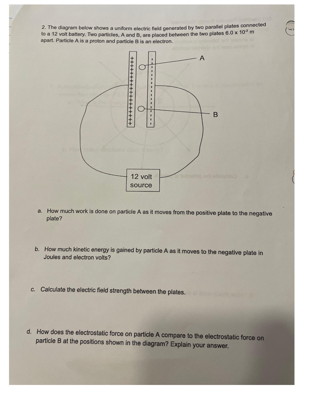 Solved The diagram below shows a uniform electric field | Chegg.com
