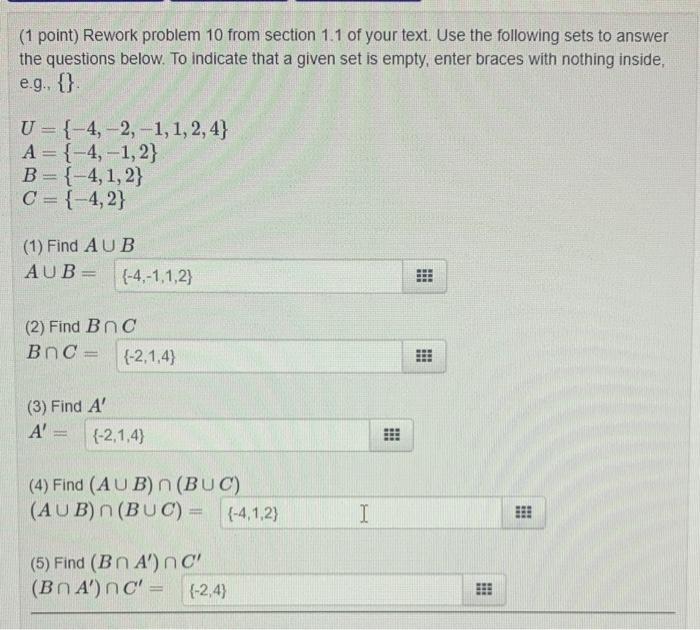 Solved (1 point) Rework problem 10 from section 1.1 of your | Chegg.com