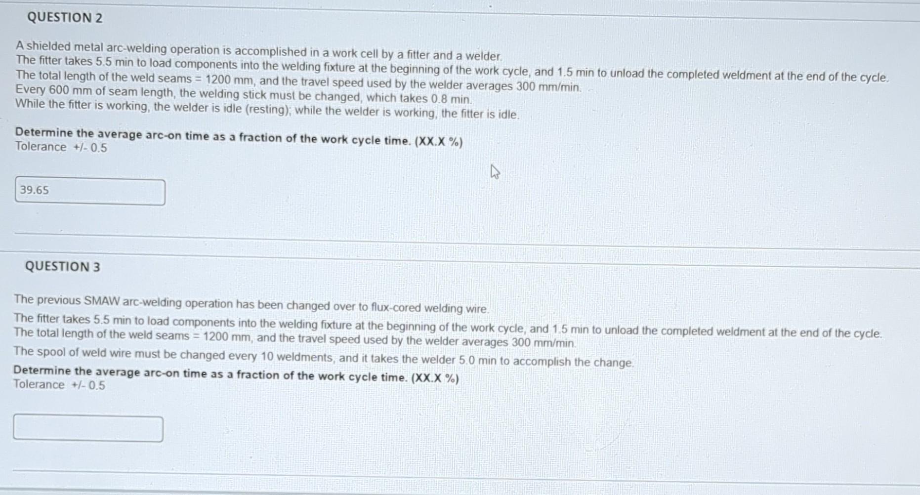 Solved A shielded metal arc-welding operation is | Chegg.com