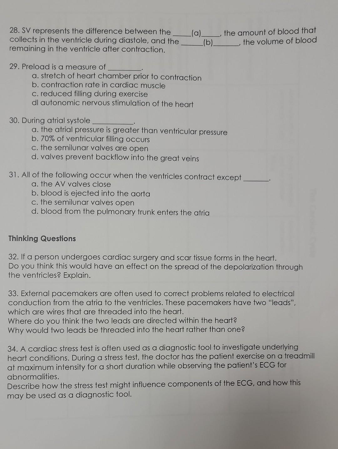 Heart Review Worksheet 1. The (a) circuit pumps blood | Chegg.com