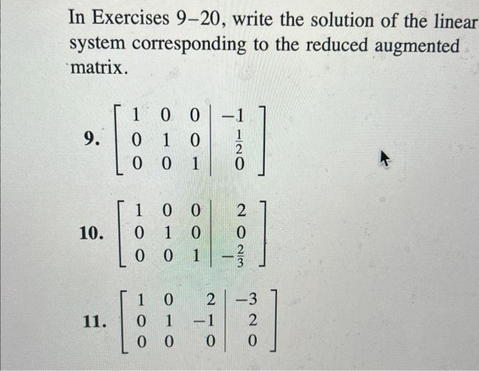 Solved In Exercises 9-20, write the solution of the linear | Chegg.com