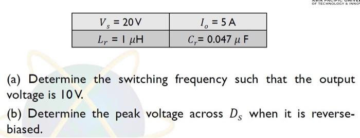 Solved (a) Determine the switching frequency such that the | Chegg.com