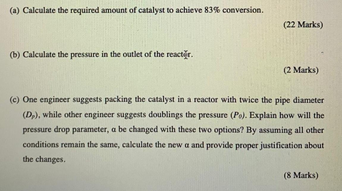 Solved Fixed-bed reactor is used for the following gas-phase | Chegg.com
