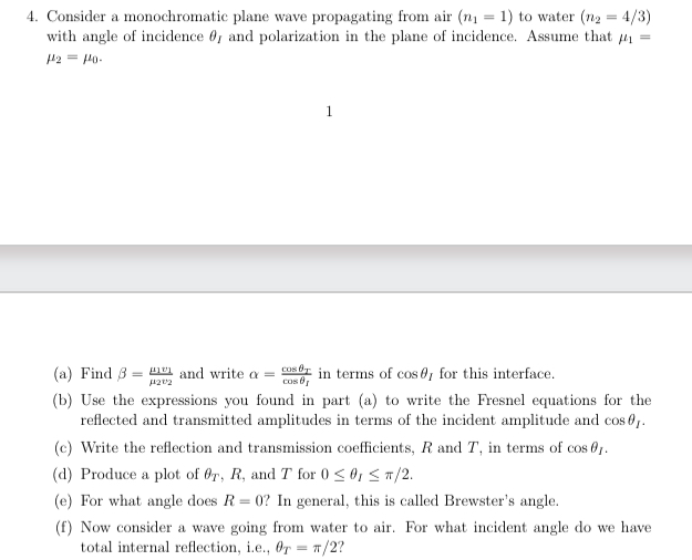 Solved Consider a monochromatic plane wave propagating from | Chegg.com