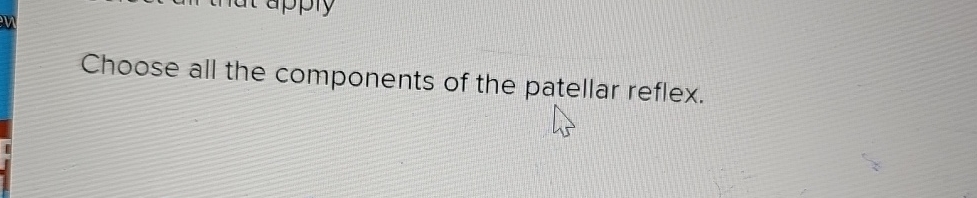 Solved Choose all the components of the patellar reflex. | Chegg.com