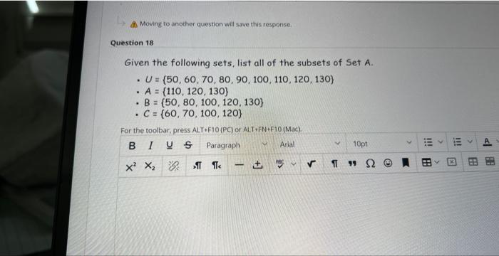 Solved Given the following sets, list all of the subsets of | Chegg.com