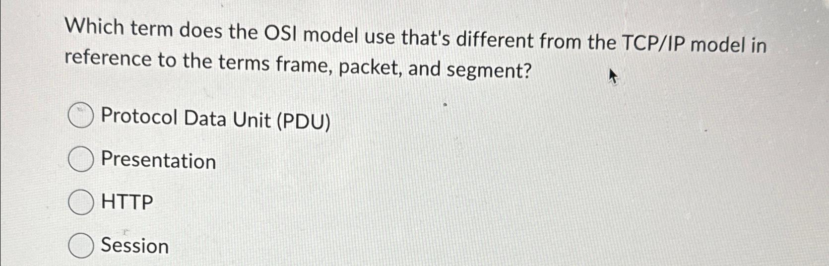 Solved Which term does the OSI model use that's different | Chegg.com