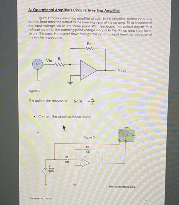 Solved A: Operational Amplifiers Circuits: Inverting | Chegg.com