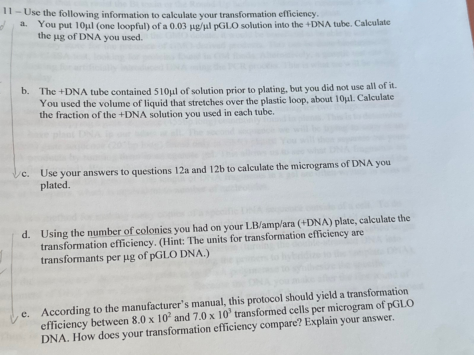 Solved 11 - ﻿Use the following information to calculate your | Chegg.com