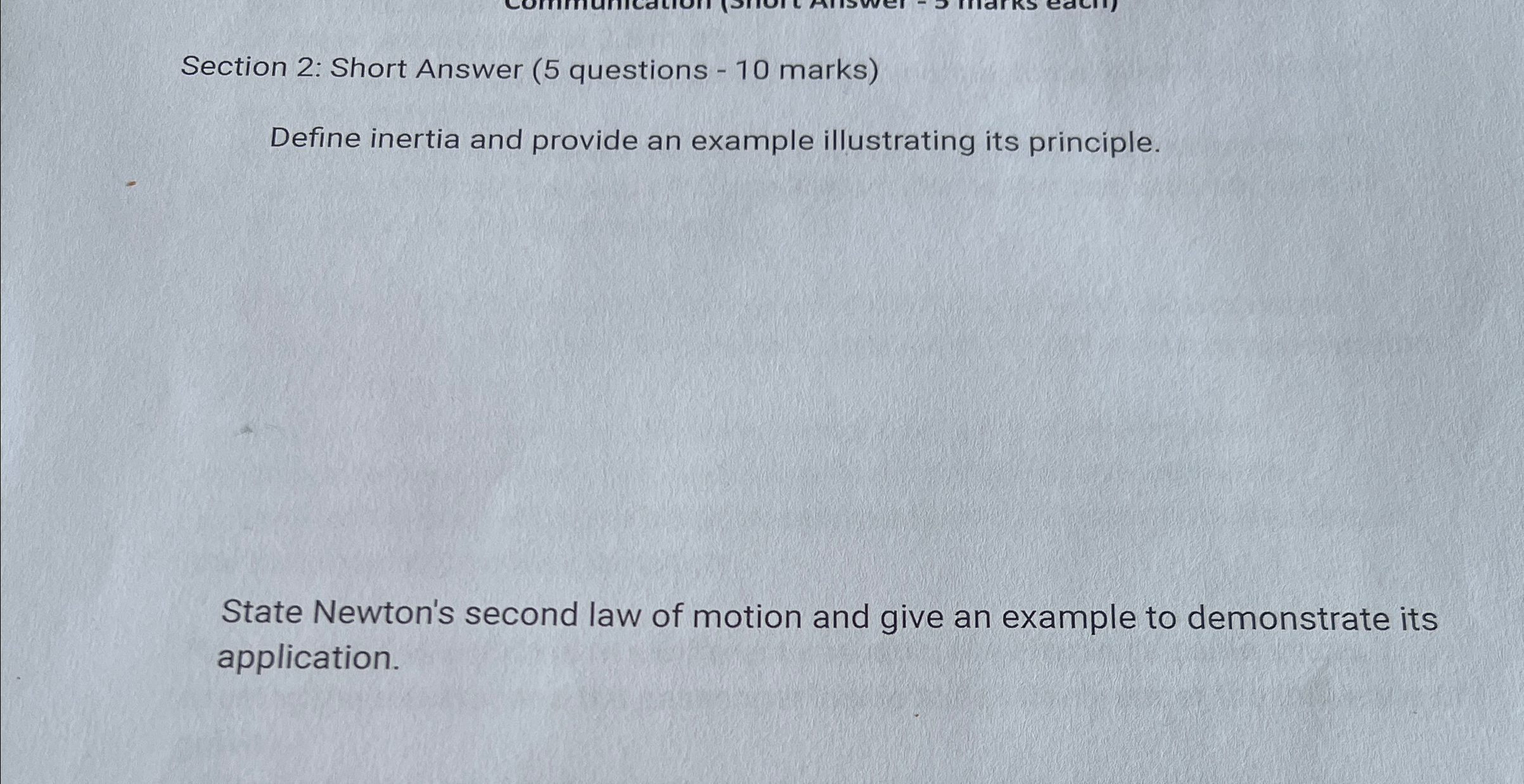 Solved Section 2: Short Answer (5 ﻿questions - 10 | Chegg.com