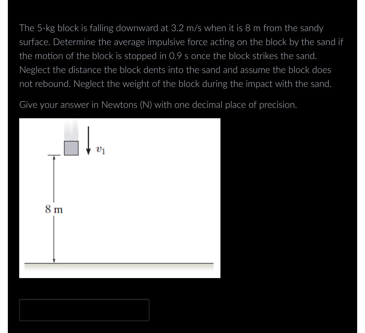 Solved The 5 -kg block is falling downward at 3.2ms ﻿when it | Chegg.com