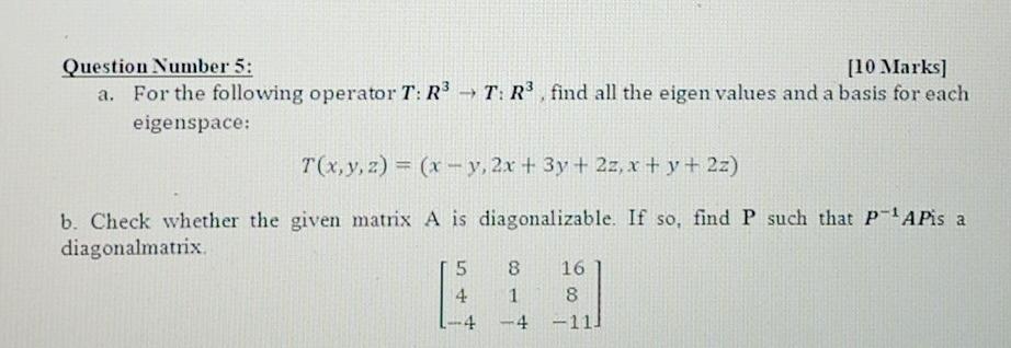 Solved Question Number 5: [10 Marks] a. For the following | Chegg.com