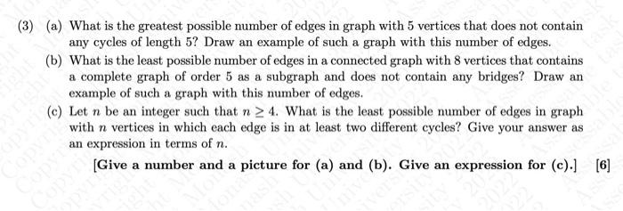 (3) (a) What is the greatest possible number of edges | Chegg.com