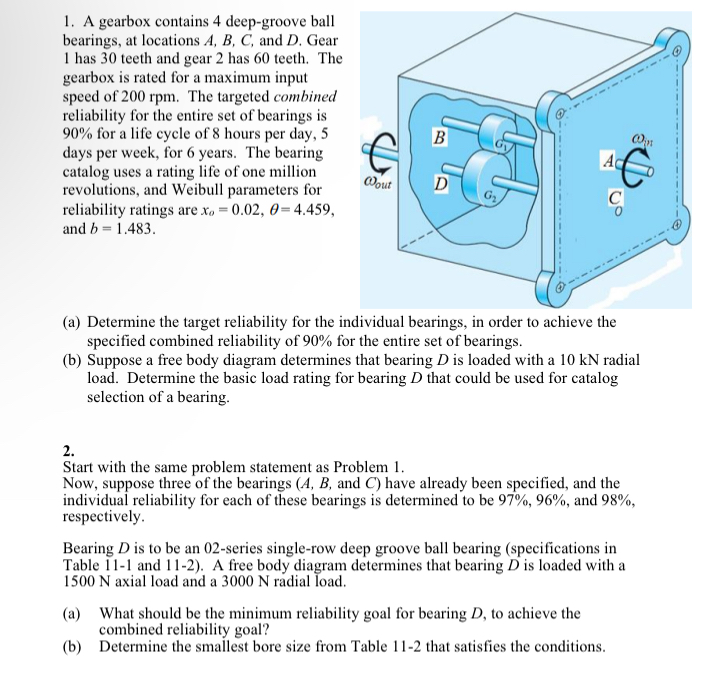 Solved A gearbox contains 4 ﻿deep-groove ball bearings, at | Chegg.com
