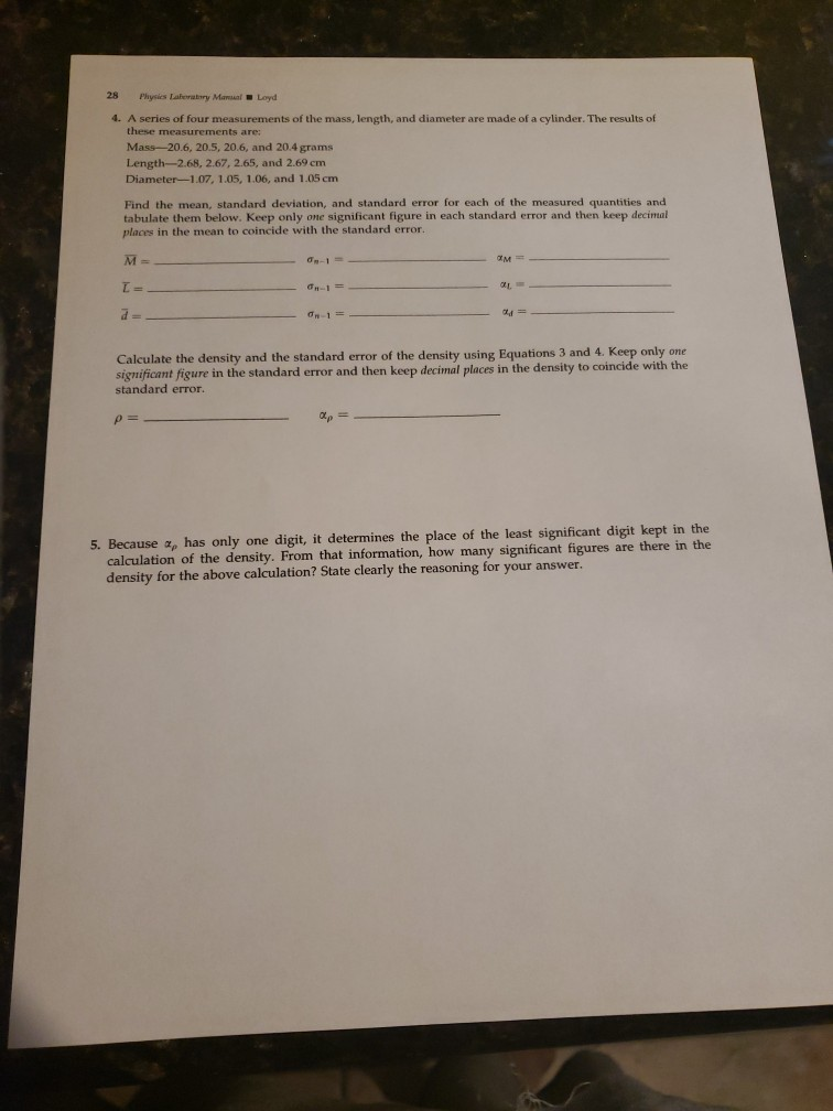 Solved 28 Physics Laboratory Manual Loyd 4. A series of four | Chegg.com