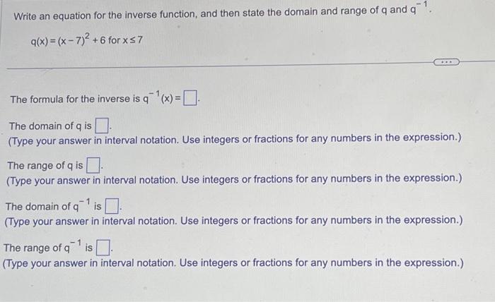 Solved Write an equation for the inverse function, and then | Chegg.com